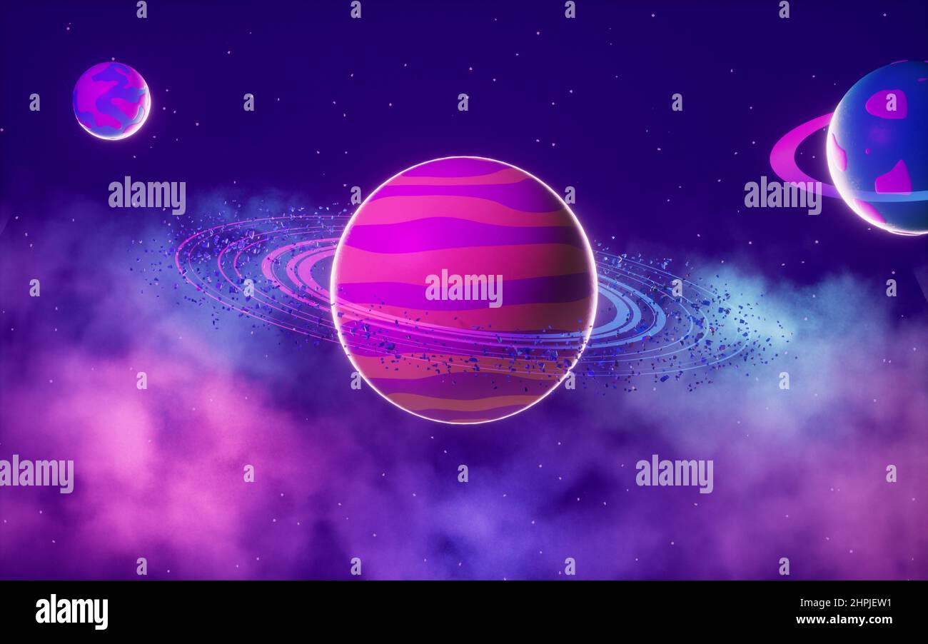 Planet in the outer space, 3d rendering. Computer digital drawing Stock ...