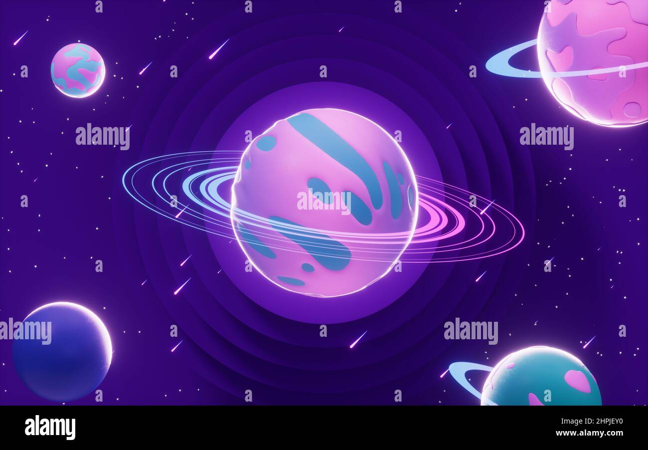 Planet in the outer space, 3d rendering. Computer digital drawing Stock ...