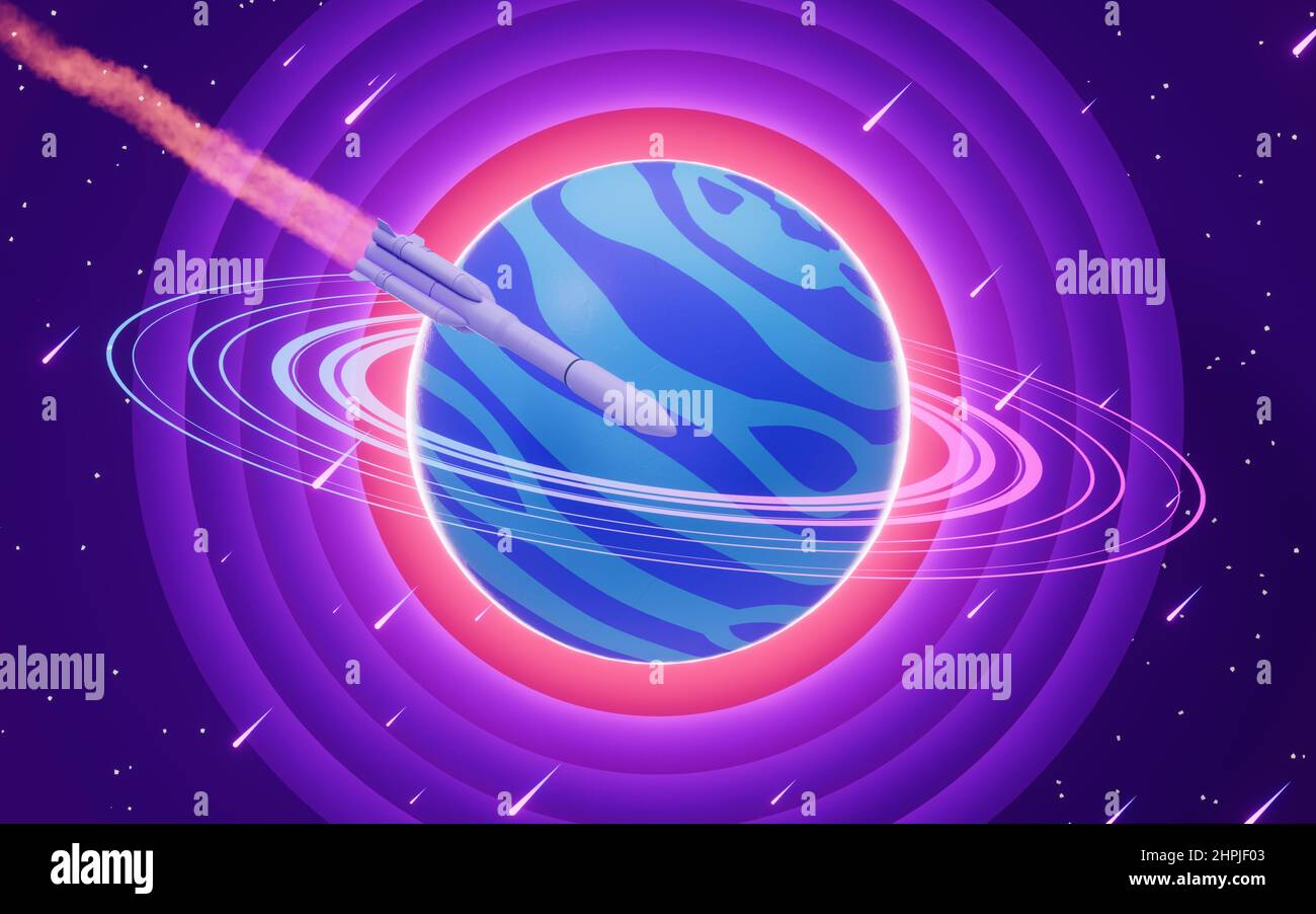 Planet in the outer space, 3d rendering. Computer digital drawing Stock ...