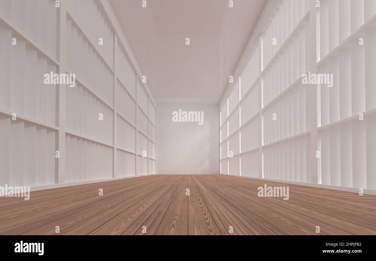 Empty room with wooden floor, 3d rendering. Computer digital drawing ...