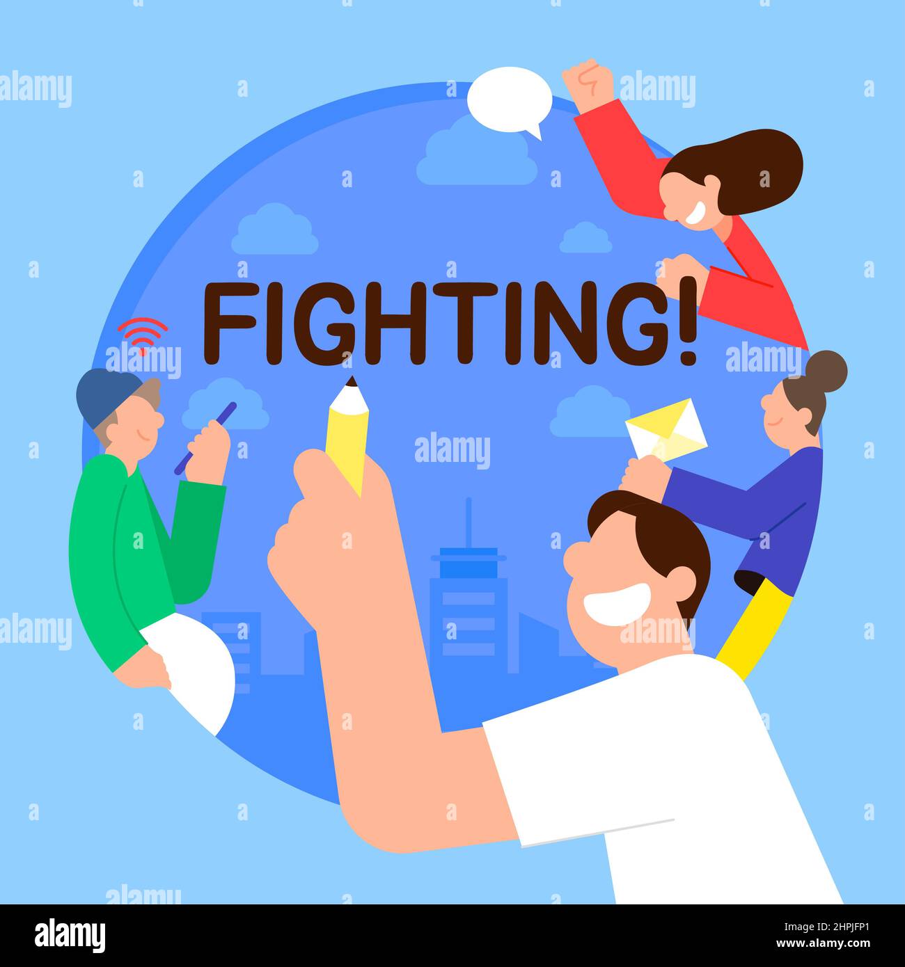encouraging, motivating, cheering concept illustration vector of people ...