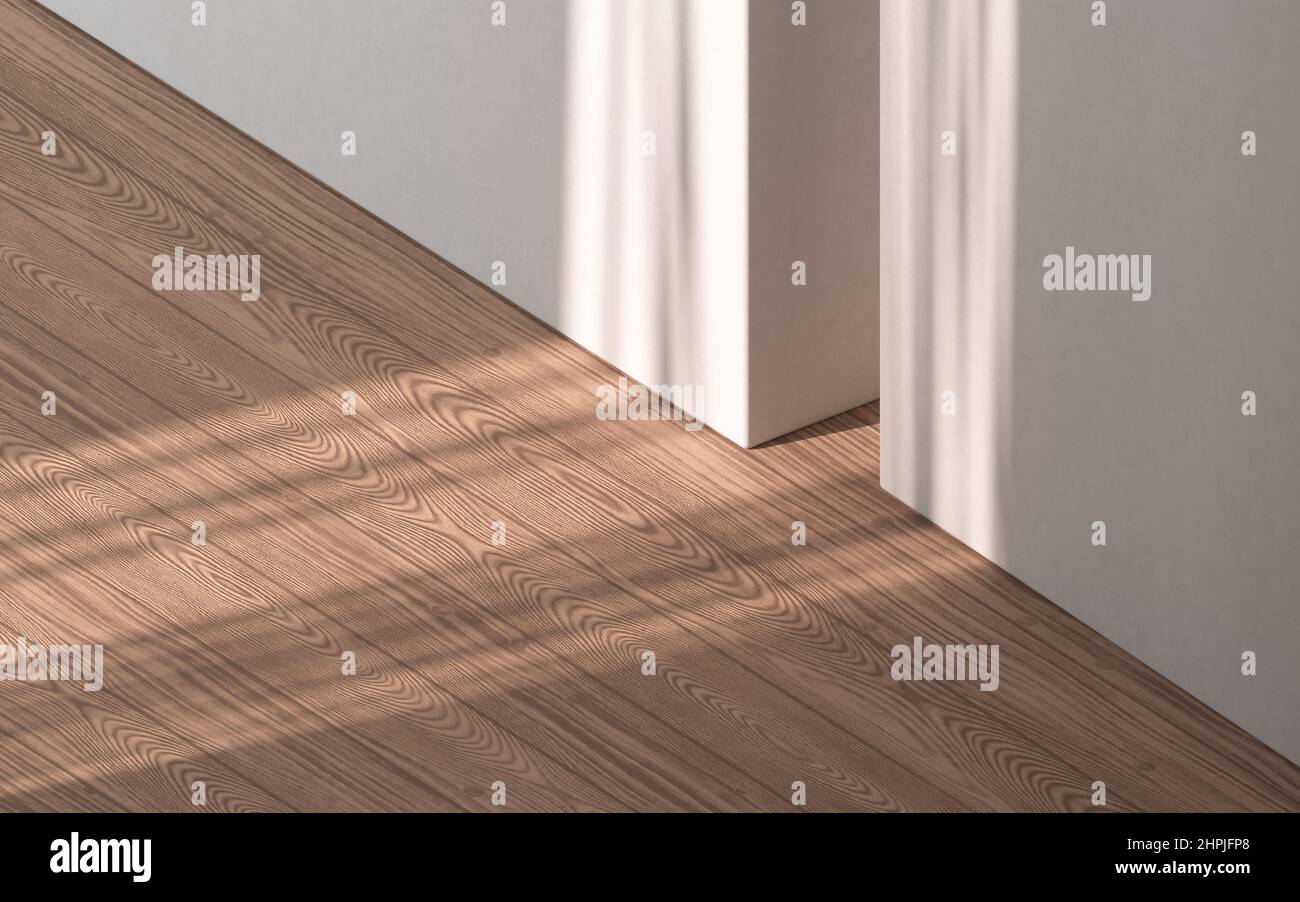 Empty room with wooden floor, 3d rendering. Computer digital drawing ...