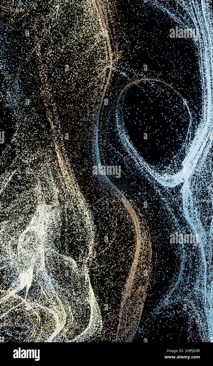 Flowing particles, wave pattern background, 3d rendering. Computer ...