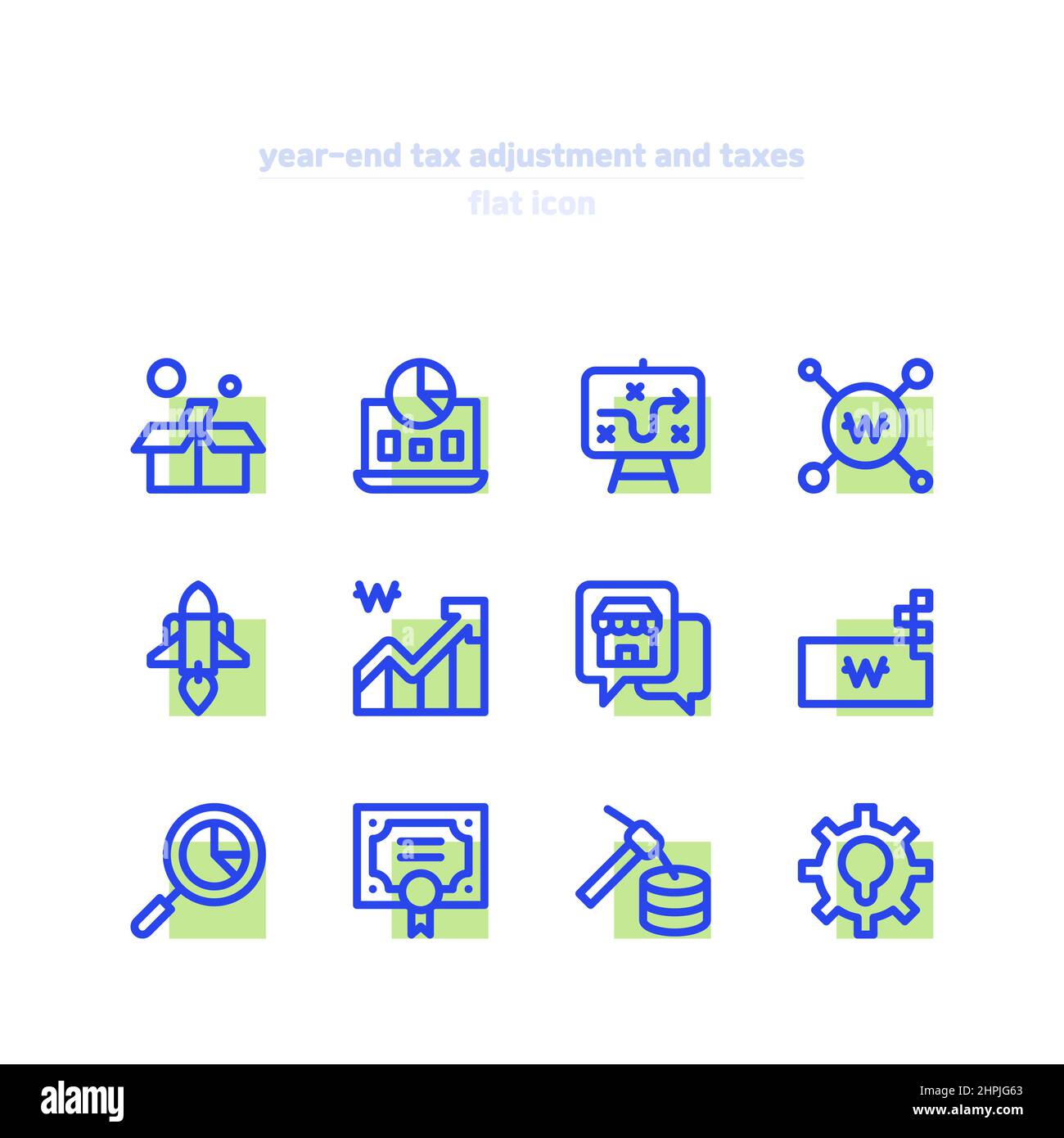year end tax adjustment. money and tax series icon set Stock Photo - Alamy