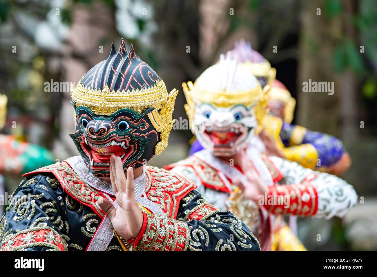 The performance of Thai traditional drama story Khon epic, Ramakien or ...