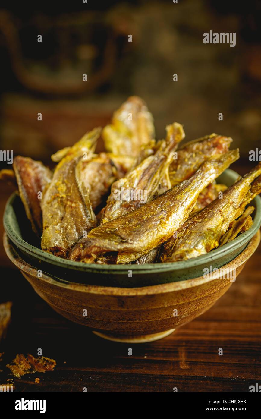 Crispy Fried small yellow croaker Stock Photo - Alamy