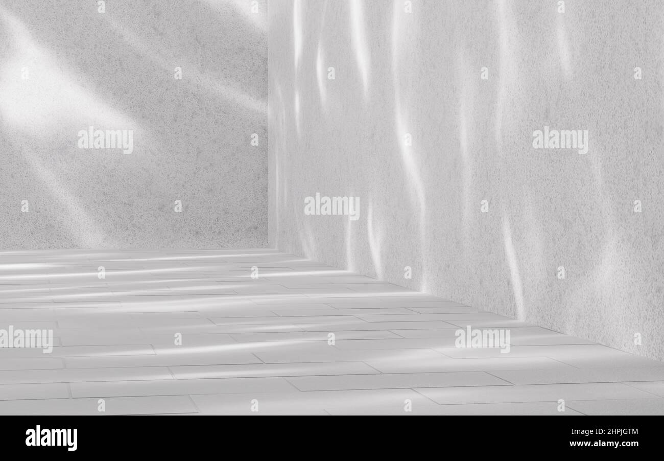White empty room, with light and shadow, 3d rendering. Computer digital ...