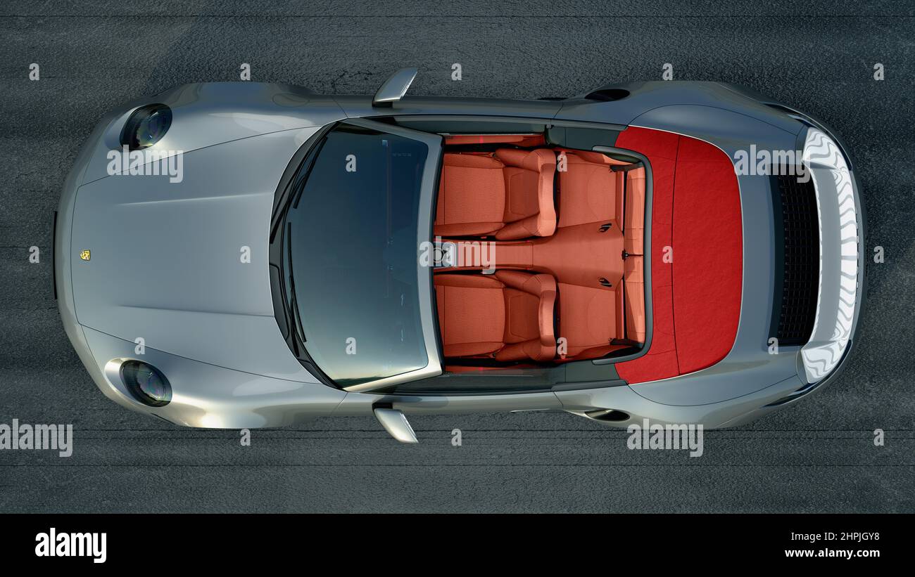 Porsche 911 convertible - top view Stock Photo - Alamy