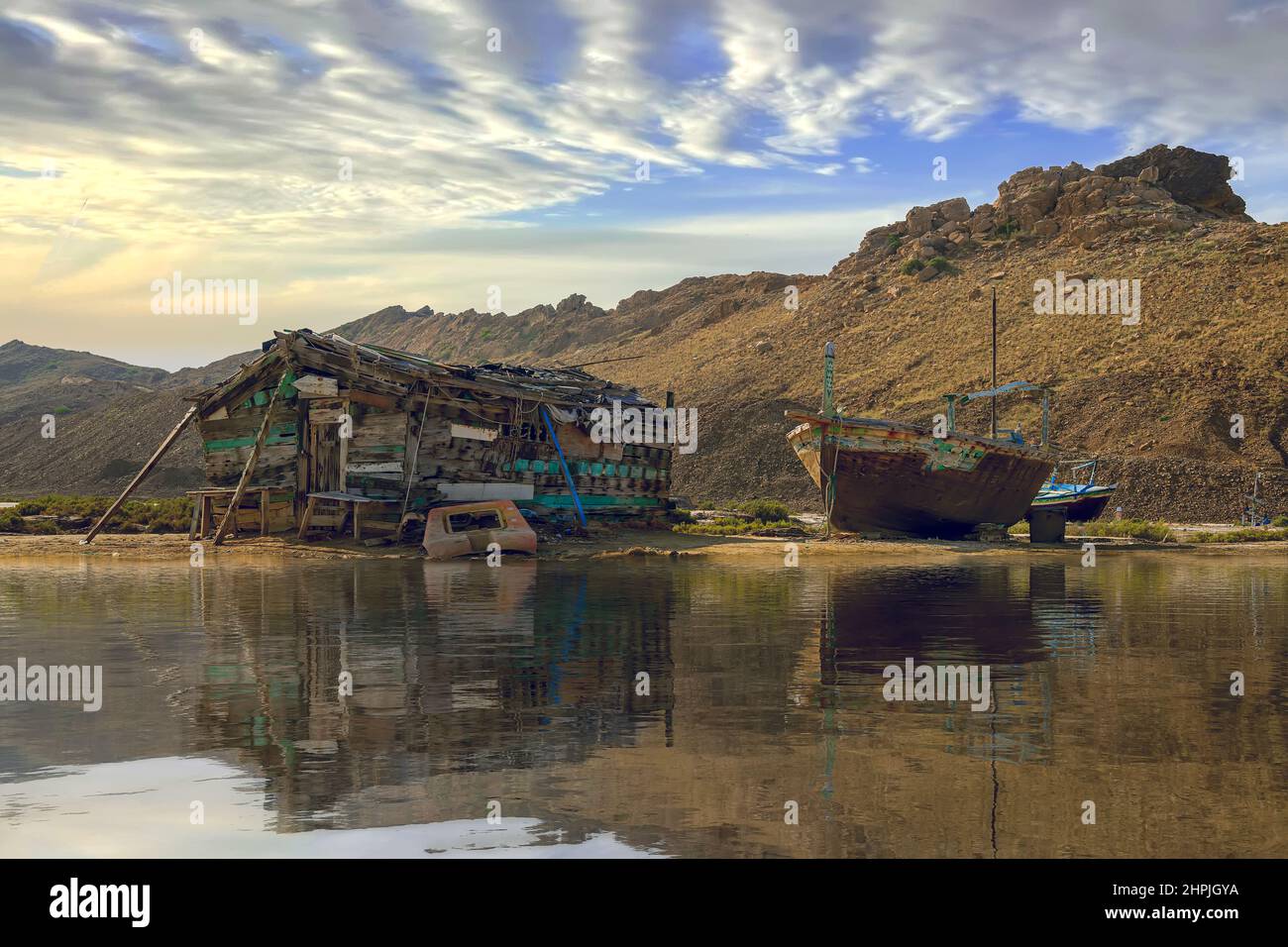 Beautiful Seascape of Mubarak Village Karachi. Fishing Harbor Stock ...