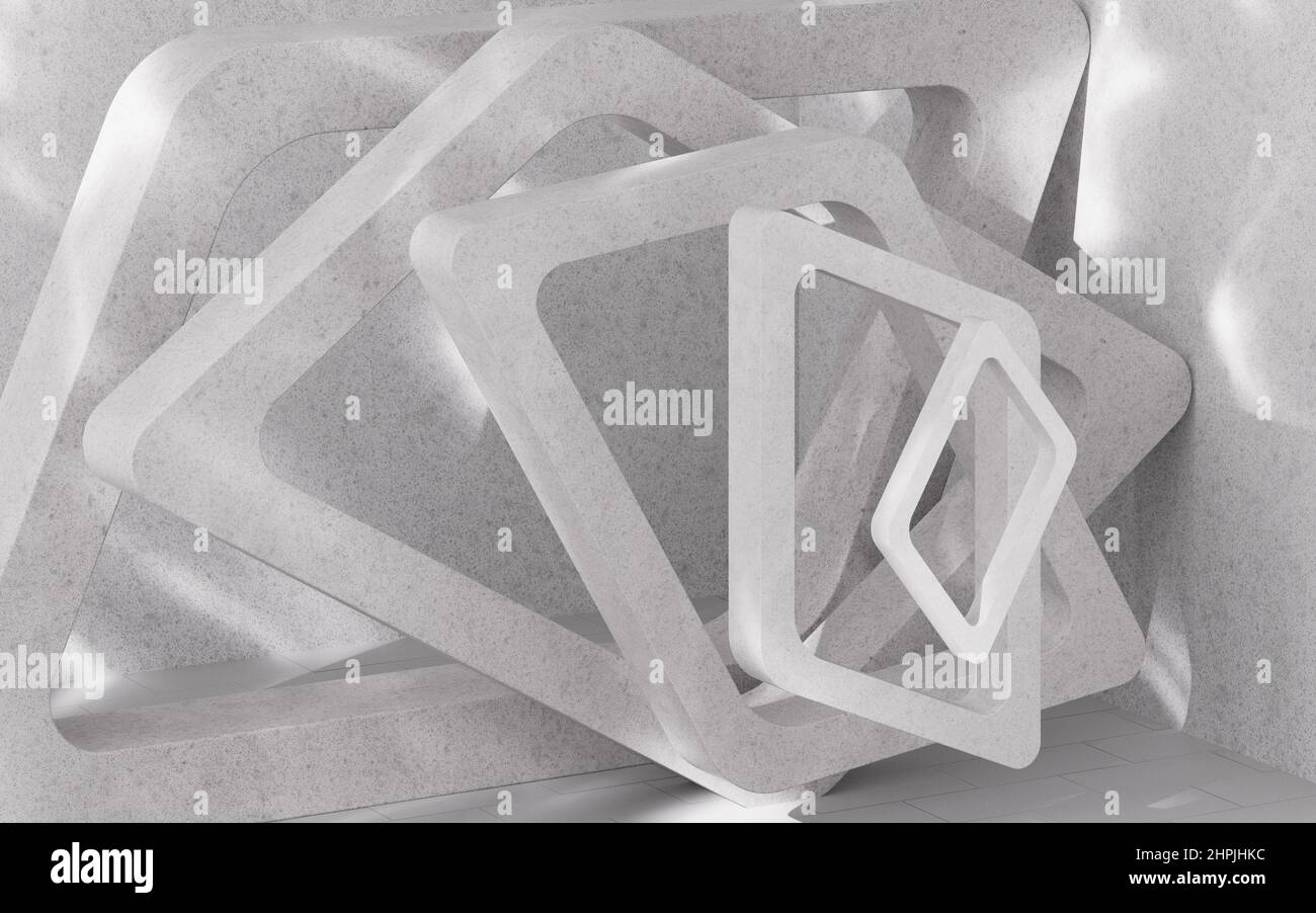 Abstract rhombus shape structure, 3d rendering. Computer digital ...