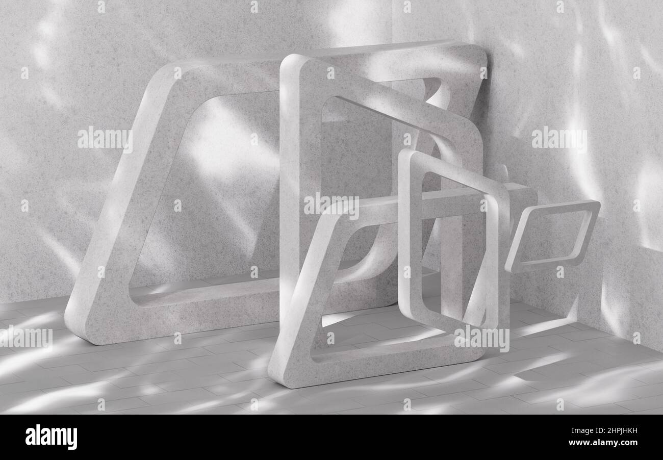 Abstract rhombus shape structure, 3d rendering. Computer digital ...