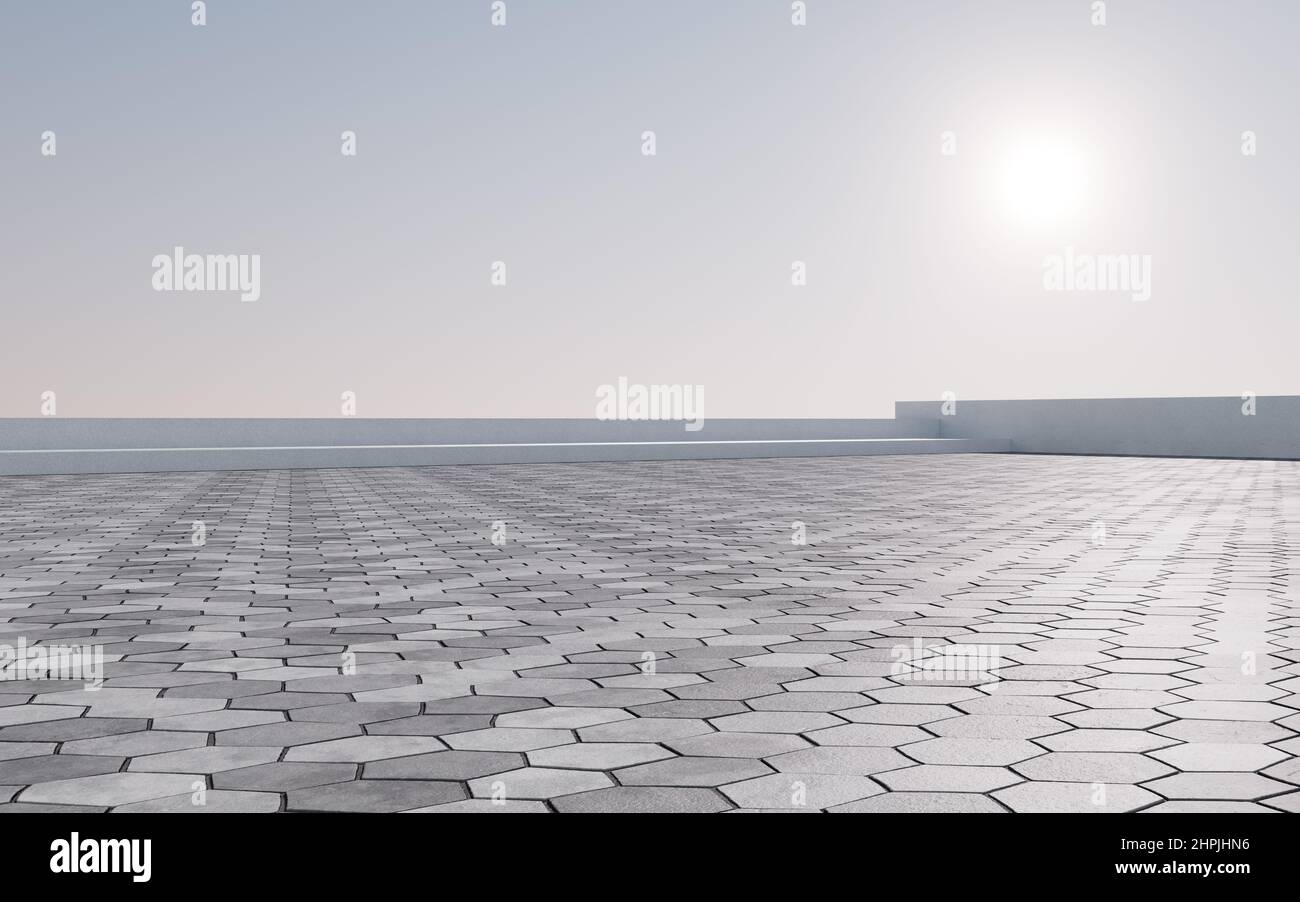 Empty outdoor ground background, 3d rendering. Computer digital drawing ...