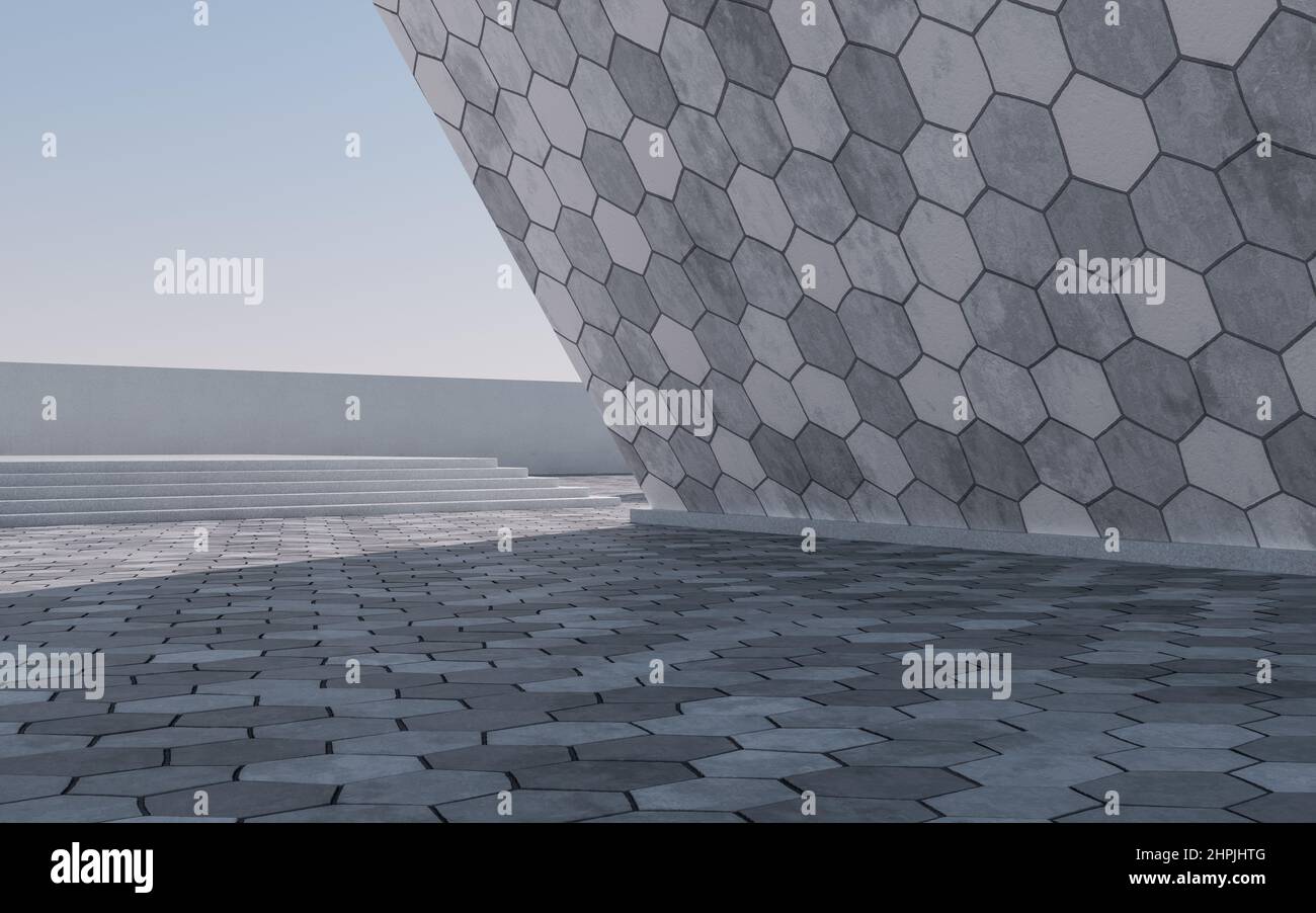 Empty outdoor ground background, 3d rendering. Computer digital drawing ...