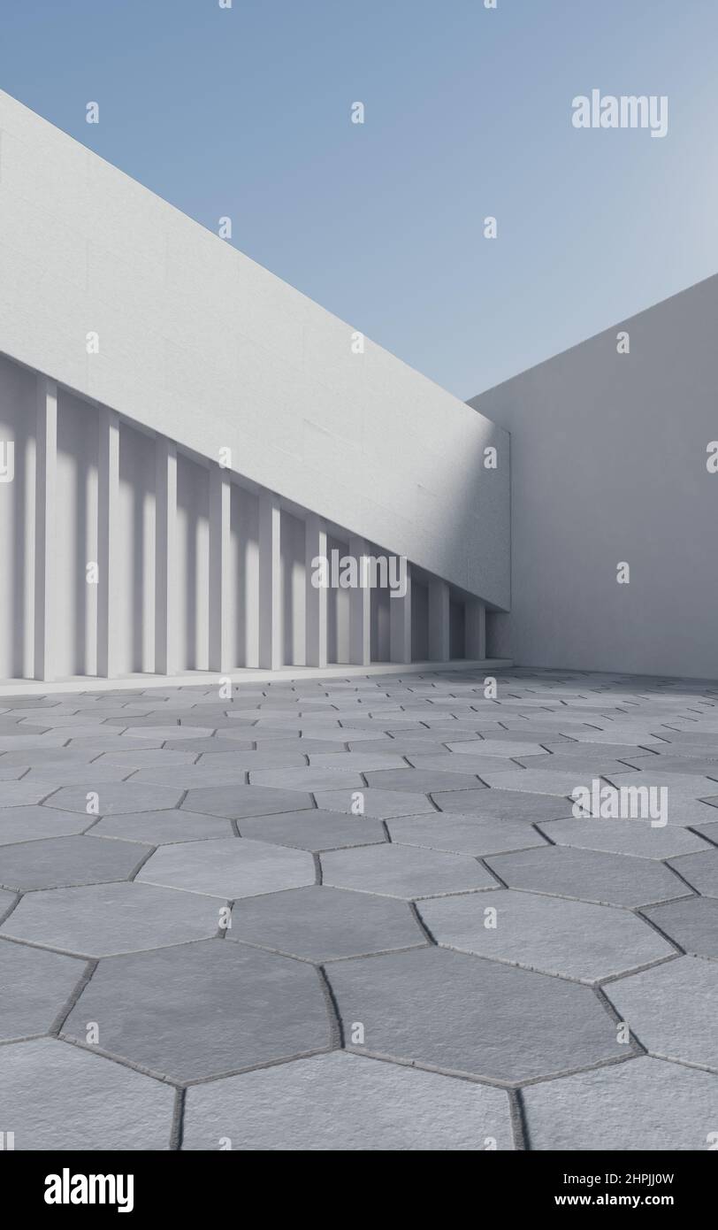 Empty outdoor ground background, 3d rendering. Computer digital drawing ...