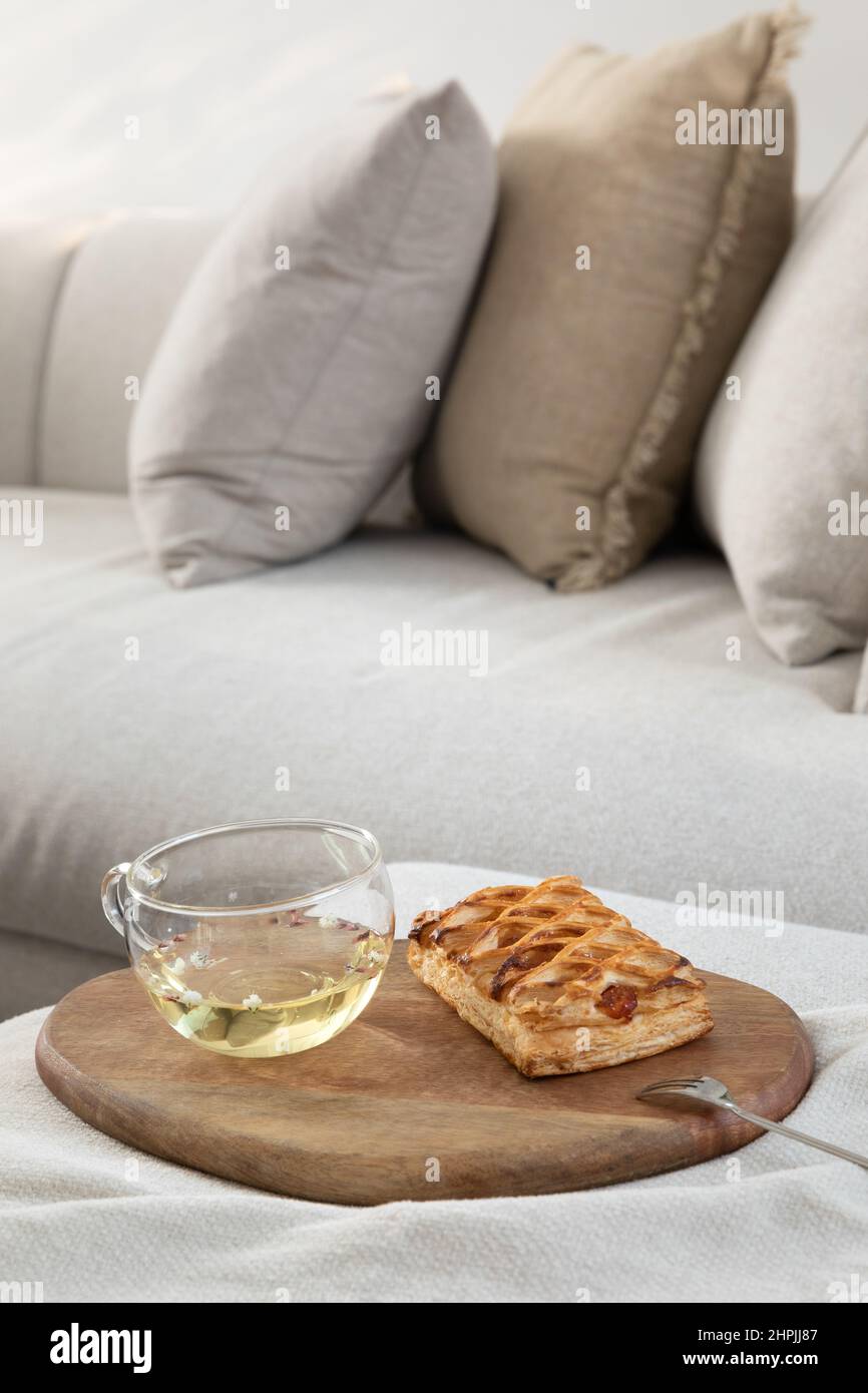 relax cozy objects and background with sofa,cushion, pie Stock Photo ...