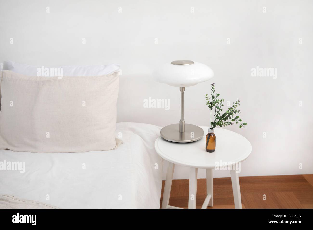 relax cozy objects and background with bedding, diffuser, lights Stock ...