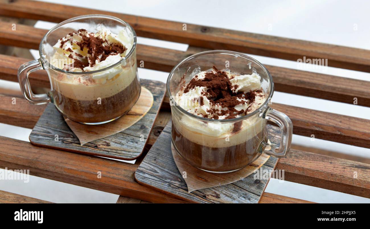 Two cups of cappuccino hi-res stock photography and images - Alamy