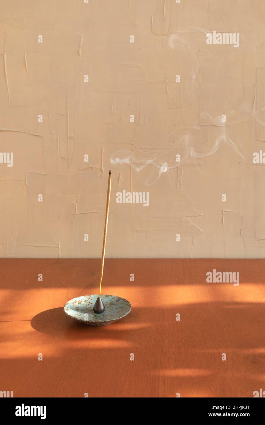 relax cozy objects and background with incense stick Stock Photo - Alamy