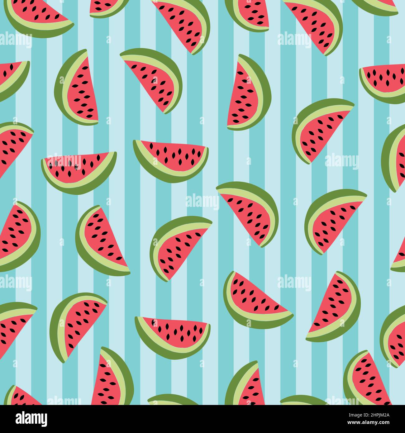 Watermelon seamless pattern. Summer fabric print with vertical striped ...