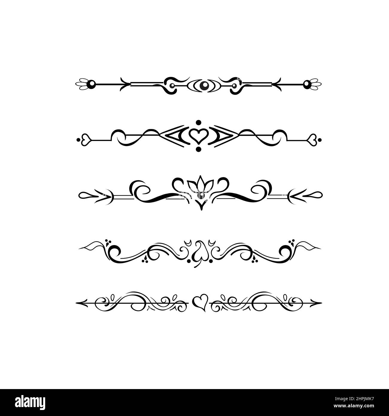 Set of ornate text delimiters, paragraph dividers, page bottom ...