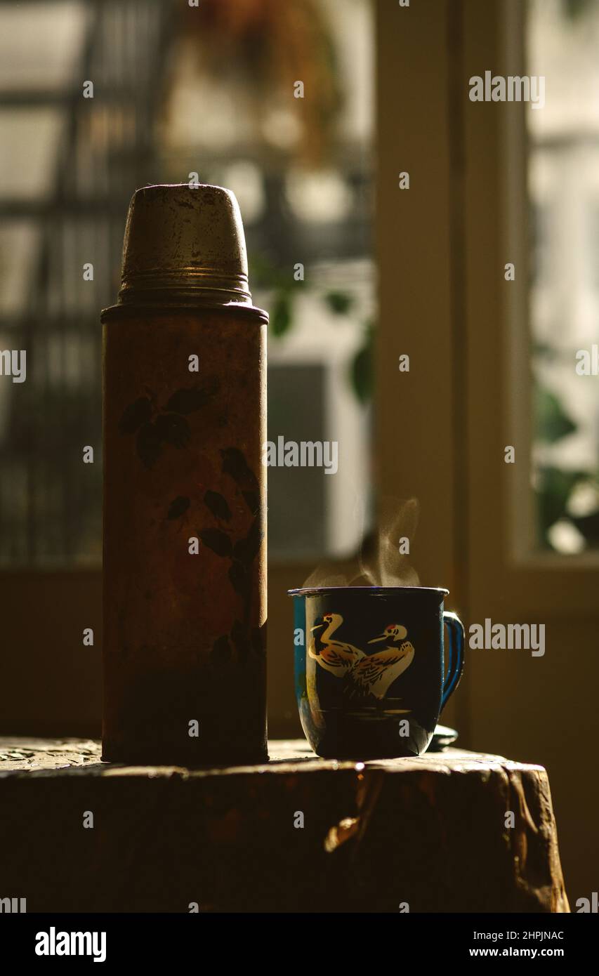 Small flask of hot tea hi-res stock photography and images - Alamy