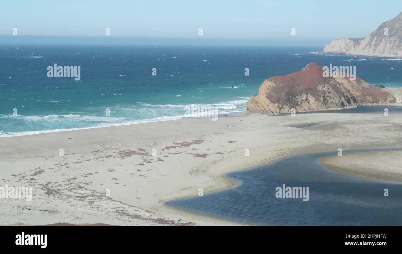 Little sur river beach on Pacific Coast Highway 1, scenic Cabrillo road ...