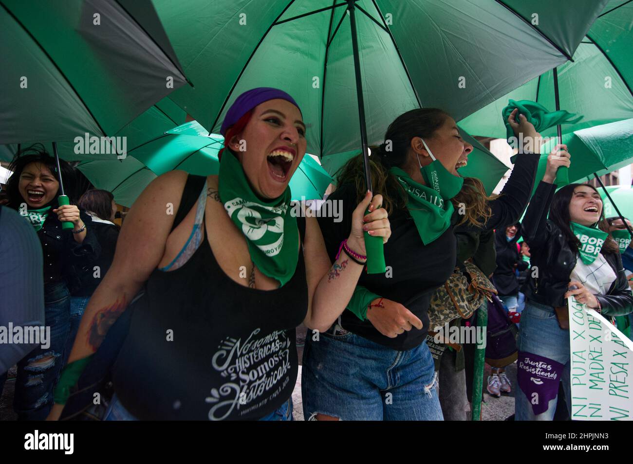 Pro-choice movements celebrate outside in support of the ...