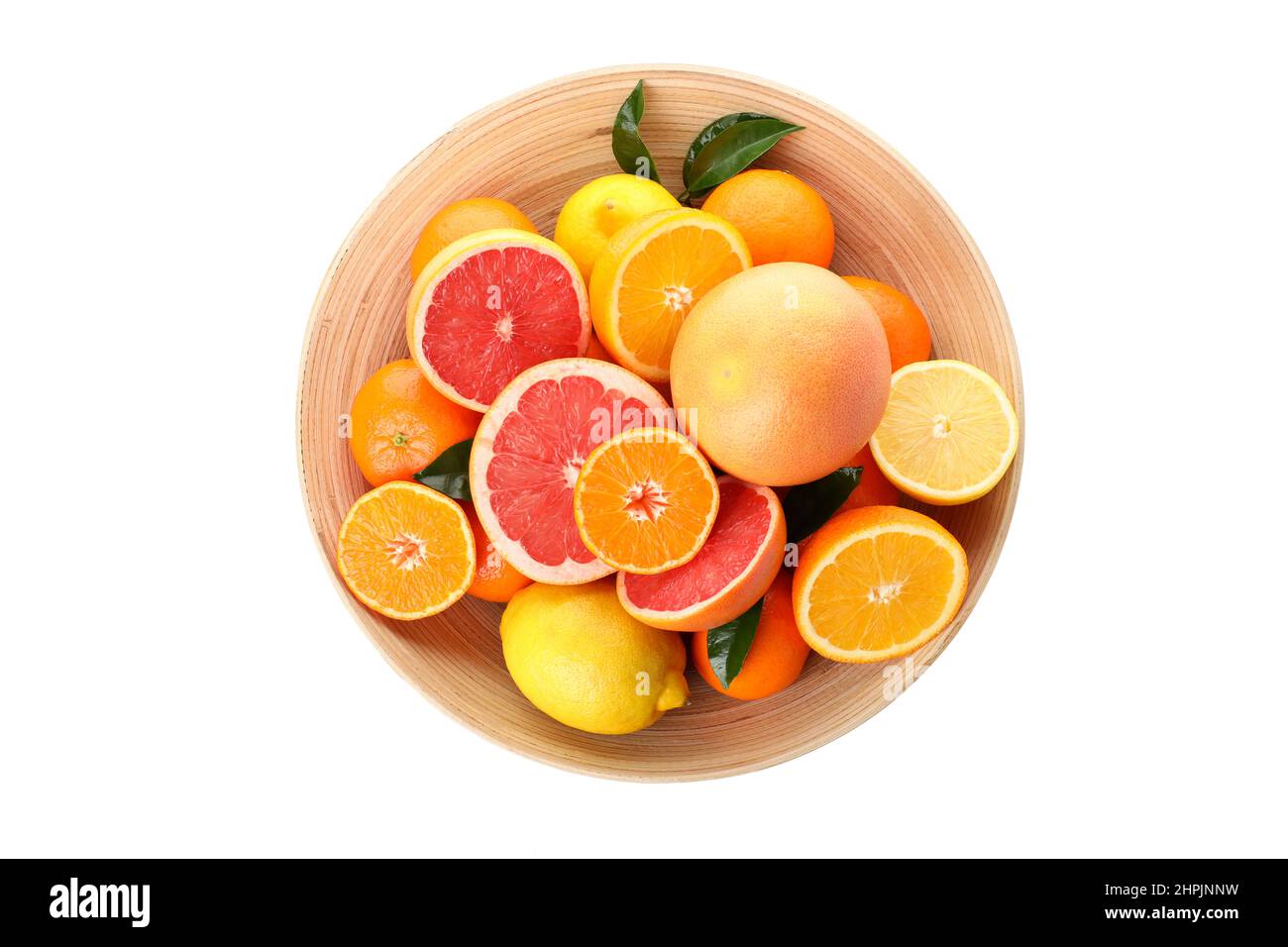 Bowl of citrus fruits isolated on white background Stock Photo - Alamy