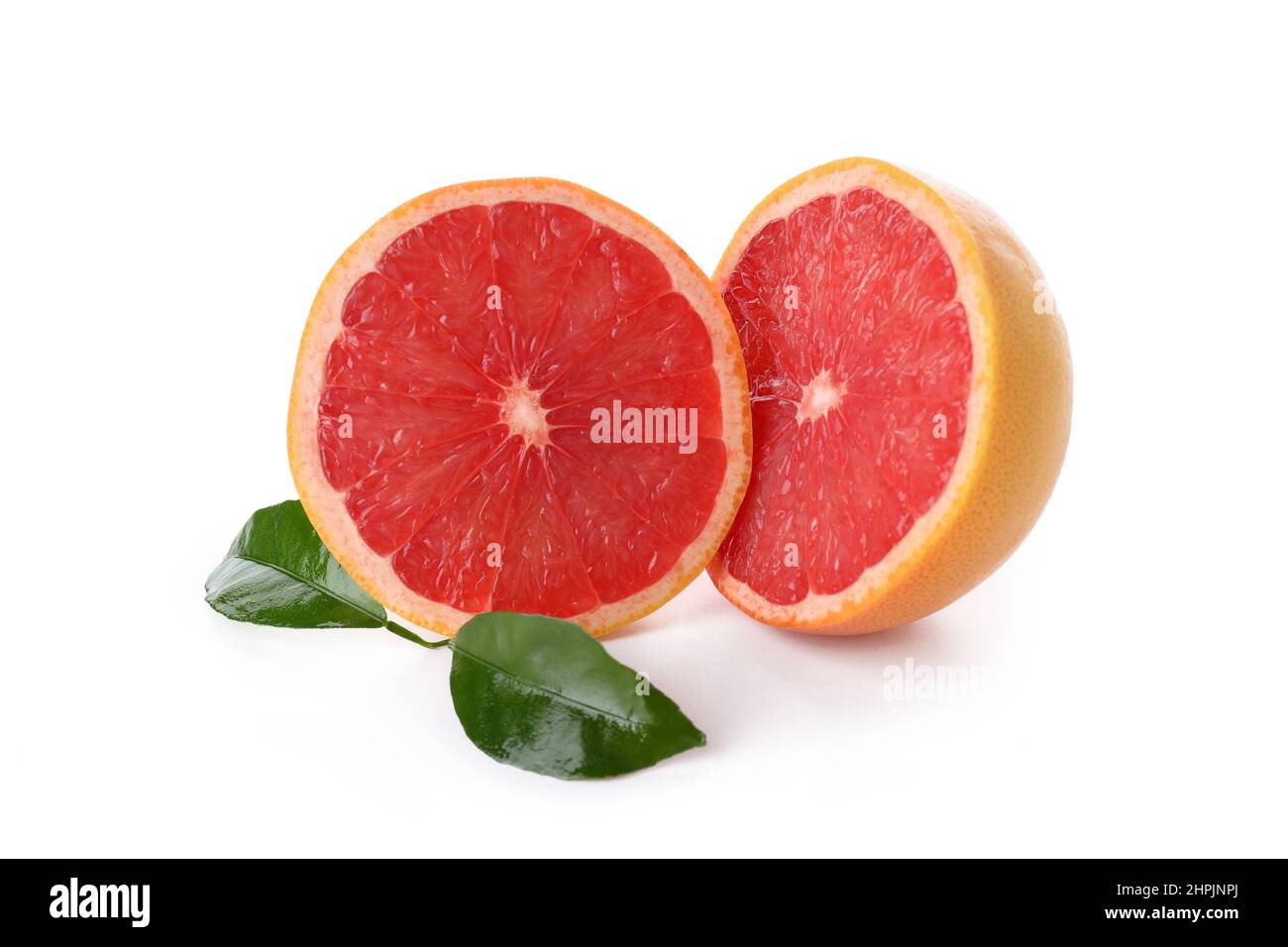 Grapefruit with leaves isolated on white background Stock Photo - Alamy