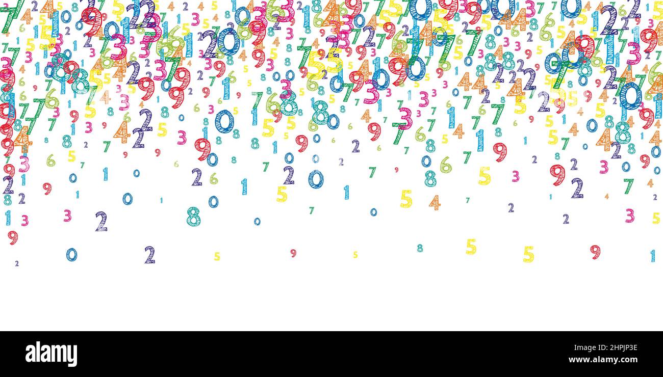 Falling colorful orderly numbers. Math study concept with flying digits ...