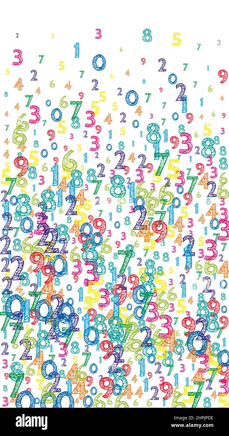 Falling colorful orderly numbers. Math study concept with flying digits ...