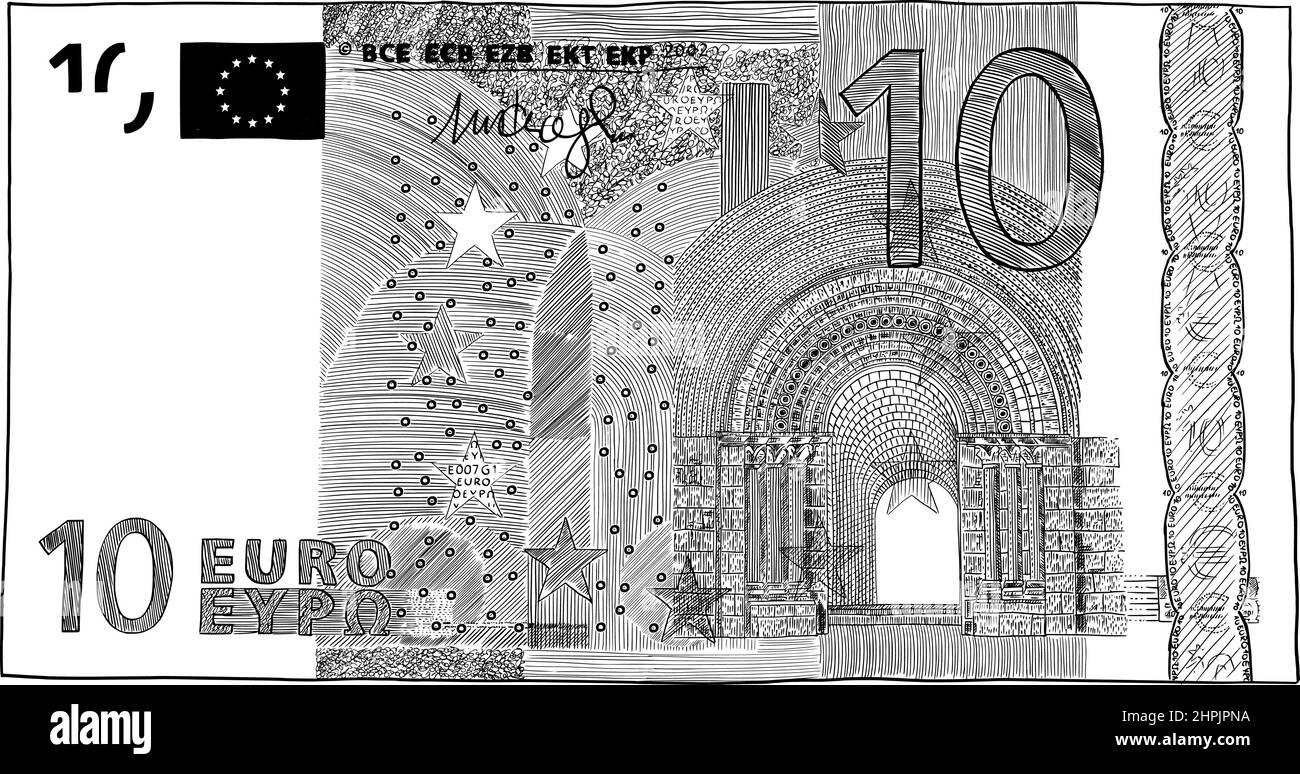 Vector Drawing of Ten Euro Bill or Banknote Stock Vector Image & Art ...