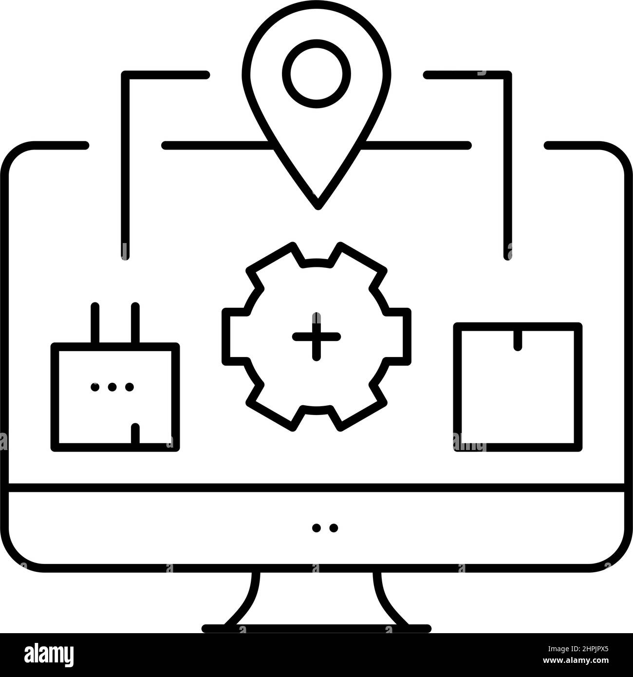 production to client logistics process line icon vector illustration ...
