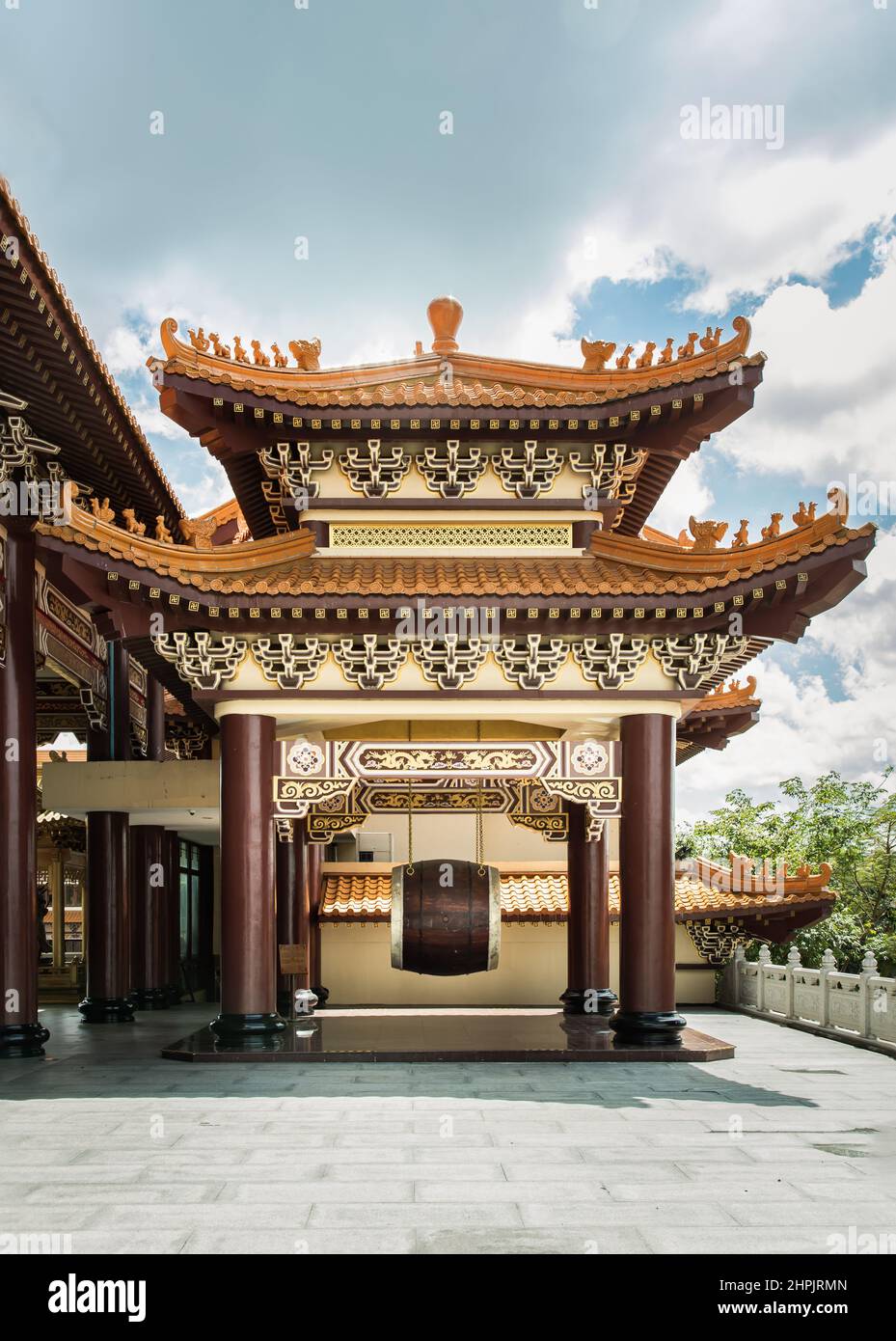 Chinese architecture pavilion with red pillars used for keep A big ...