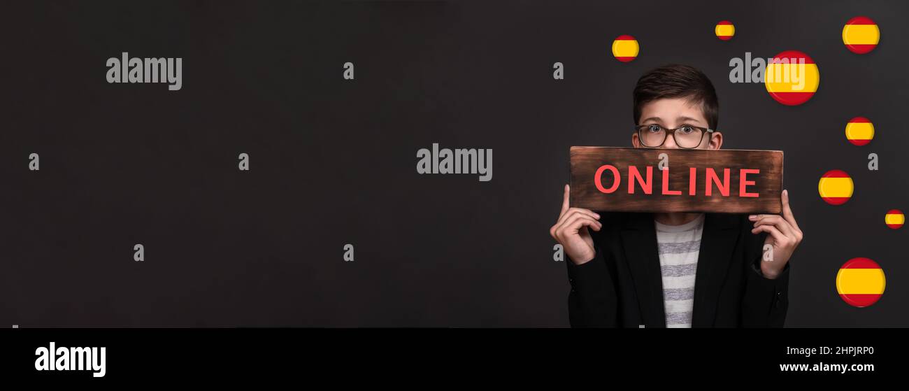 the concept of learning Spanish. copy space Stock Photo - Alamy