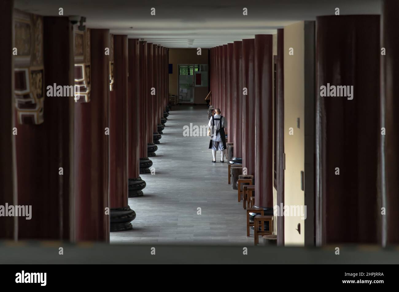 Bangkok, Thailand - Feb 19, 2022 : Back side of Chinese buddhist monk ...