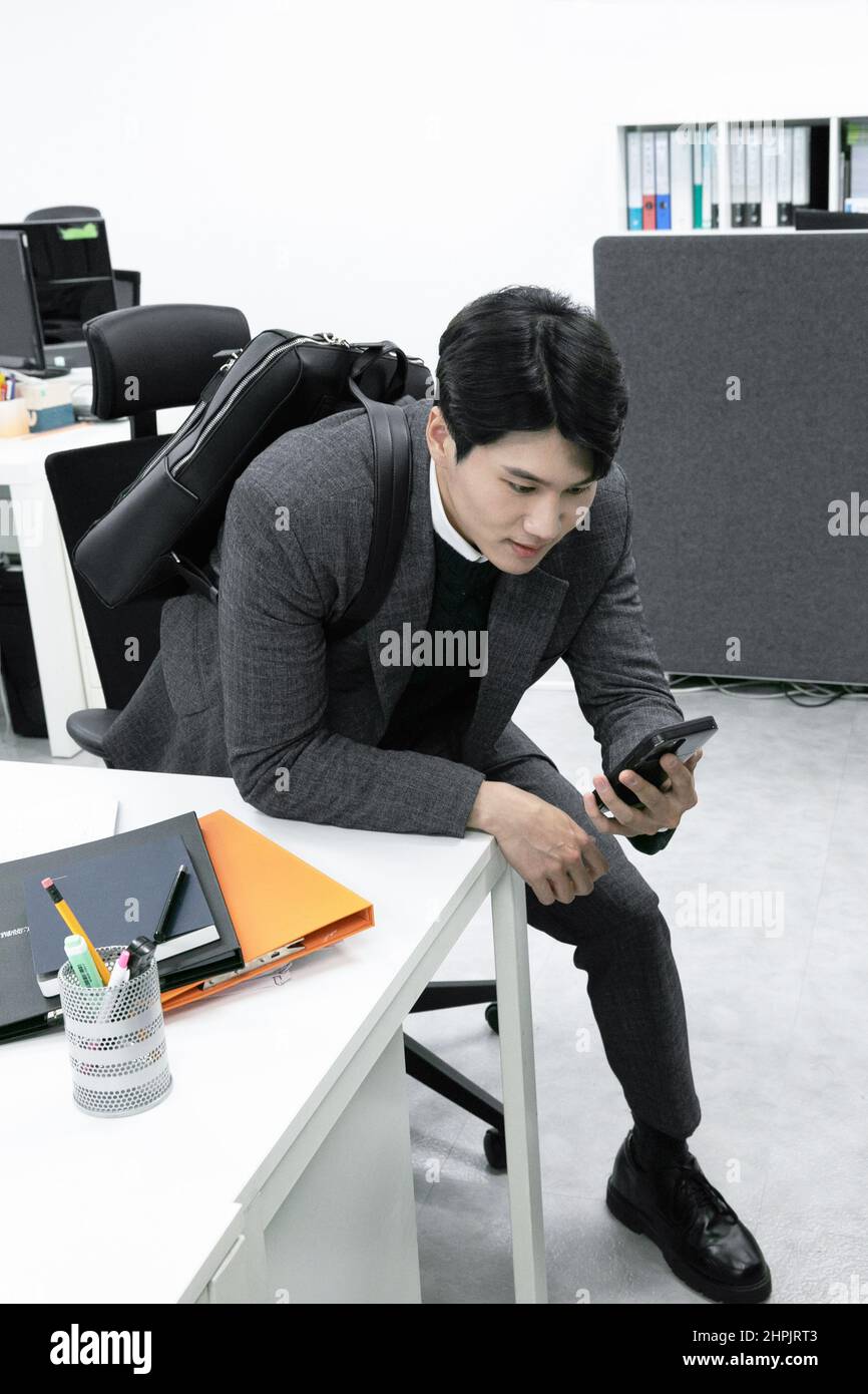 business concept asian korean old and young two men, different ...