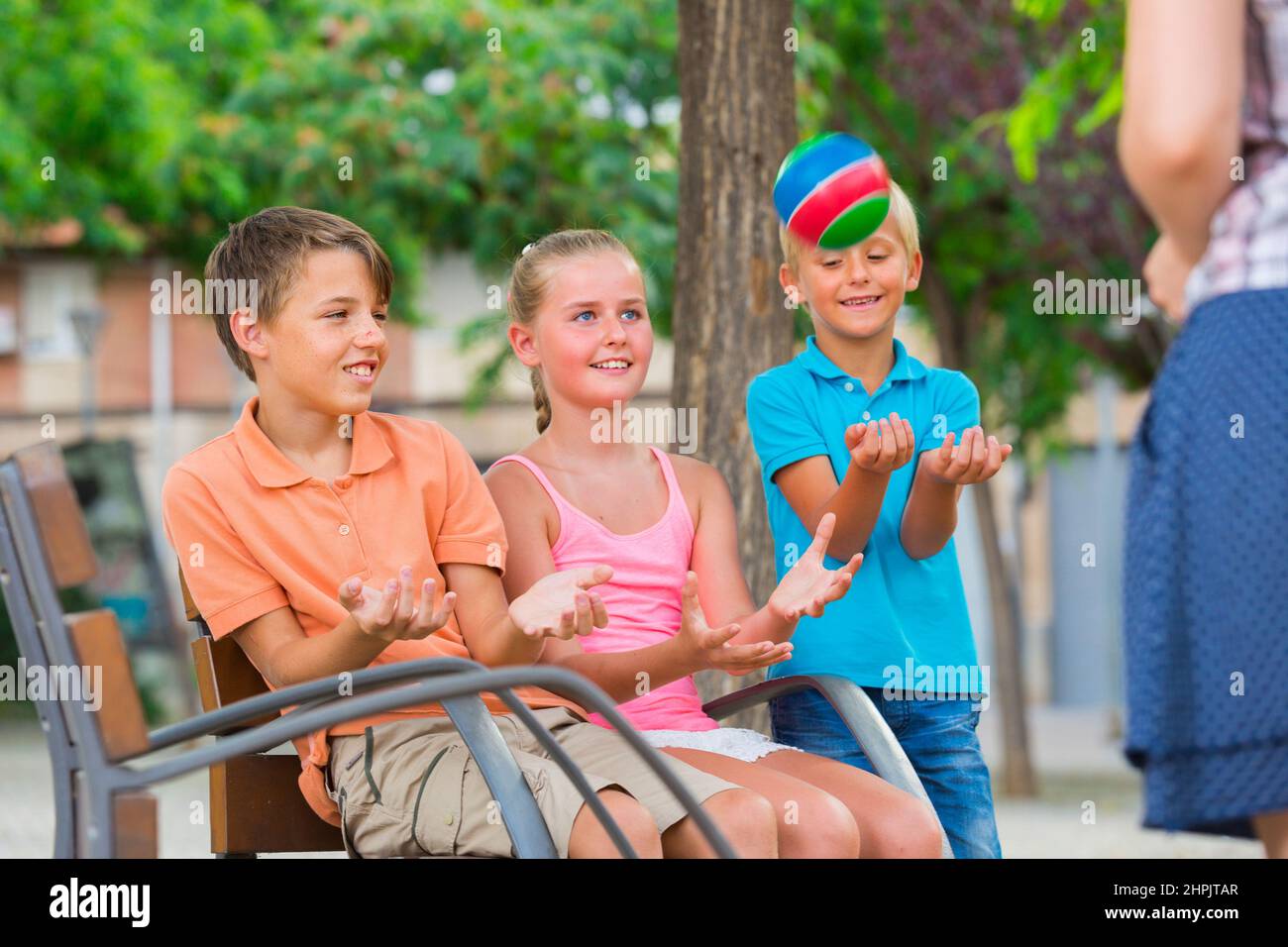 Children are playing ball Stock Photo - Alamy