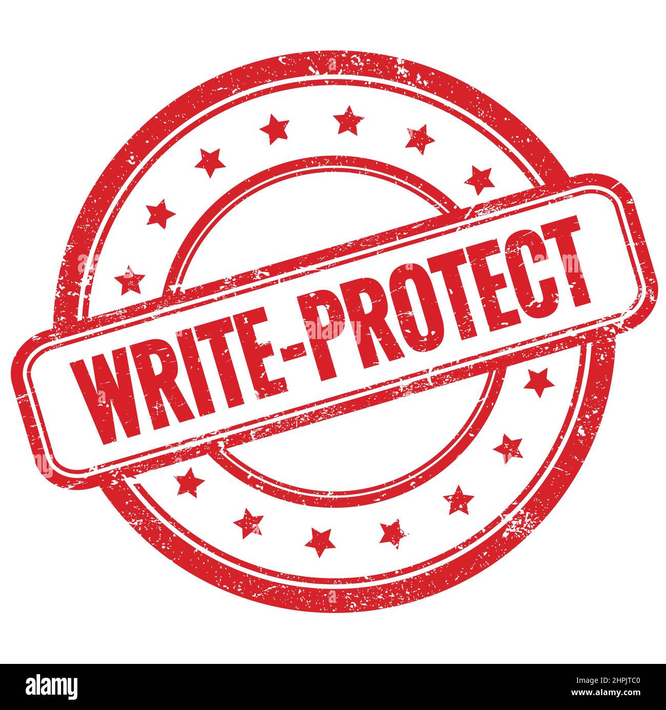 WRITE PROTECT, words written on red round stamp Stock Photo - Alamy