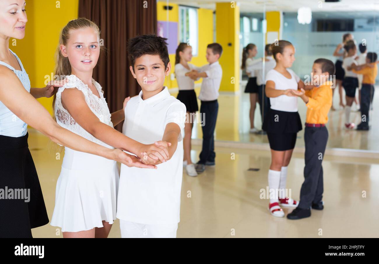 Children enjoying of partner dance Stock Photo - Alamy