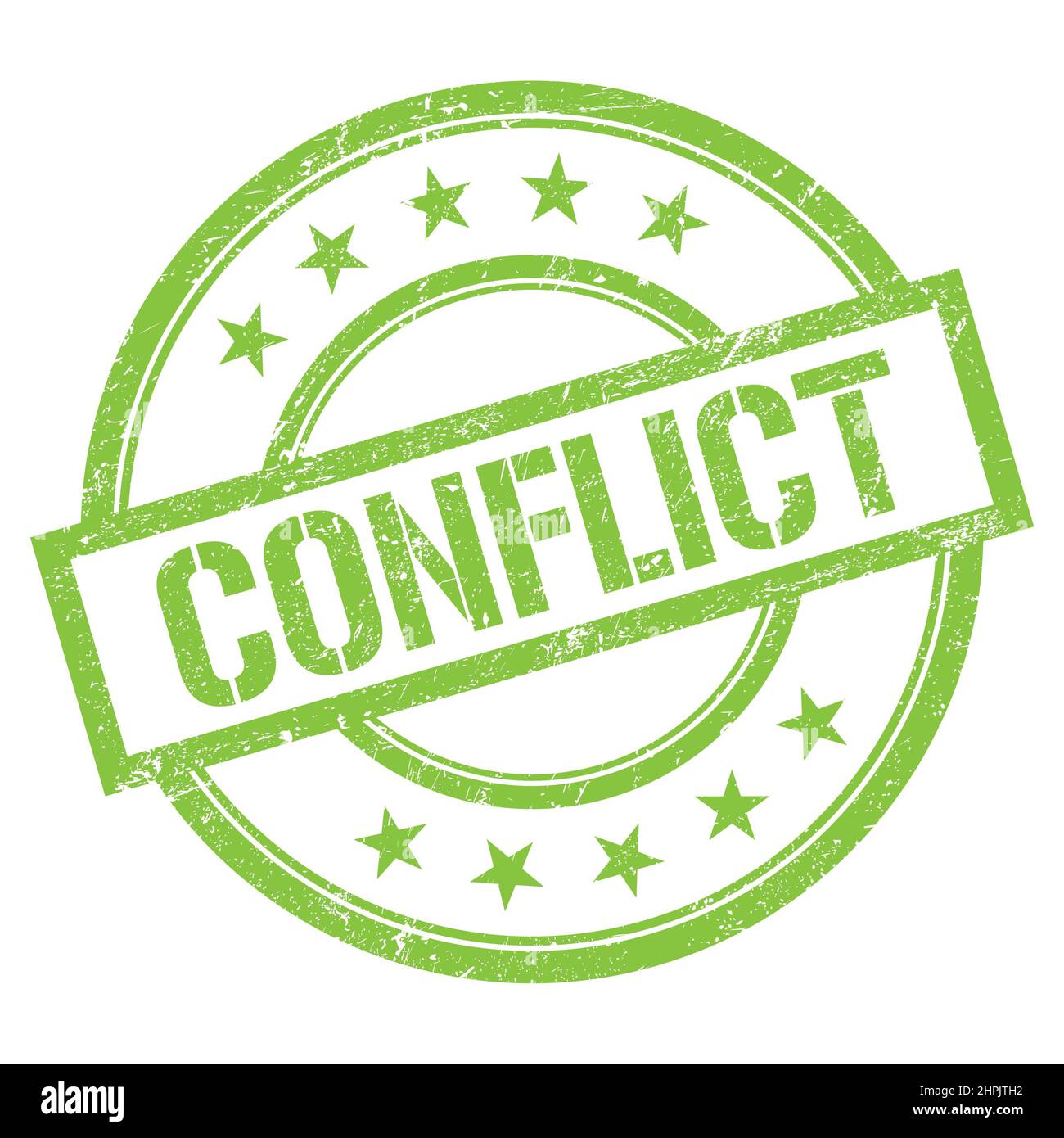 CONFLICT text written on green round vintage rubber stamp Stock Photo ...