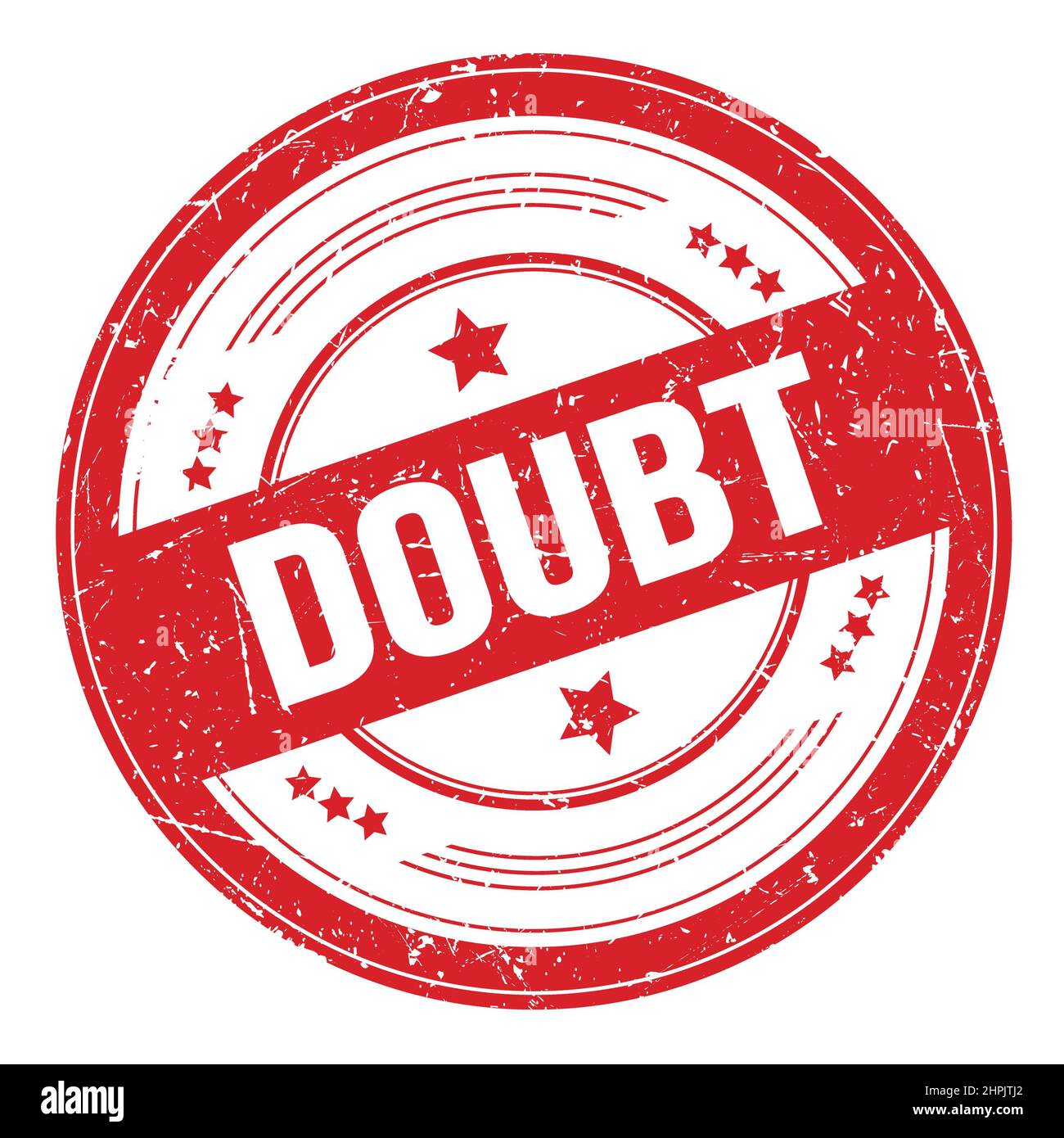 DOUBT text on red round grungy texture stamp Stock Photo - Alamy
