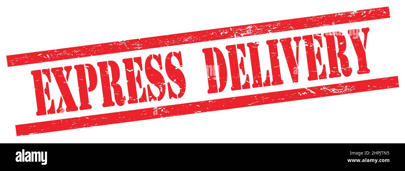 EXPRESS DELIVERY text on red grungy rectangle vintage stamp Stock Photo ...