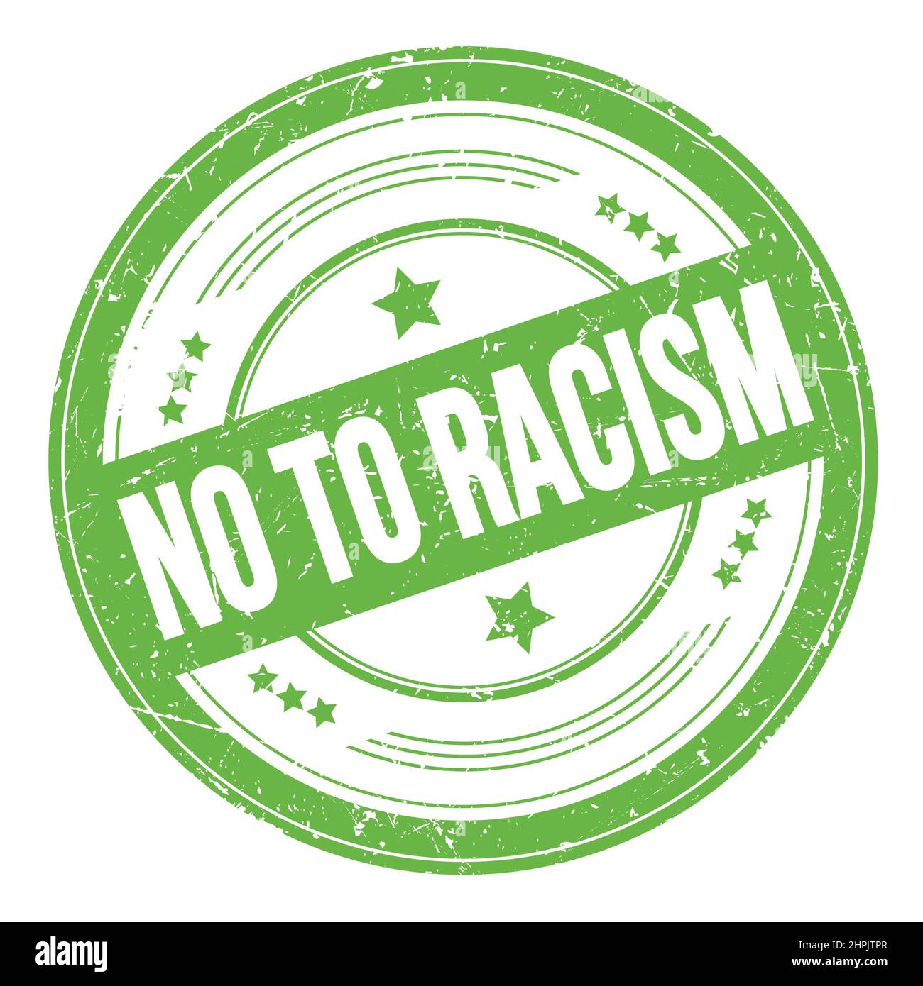 NO TO RACISM text on green round grungy texture stamp Stock Photo - Alamy