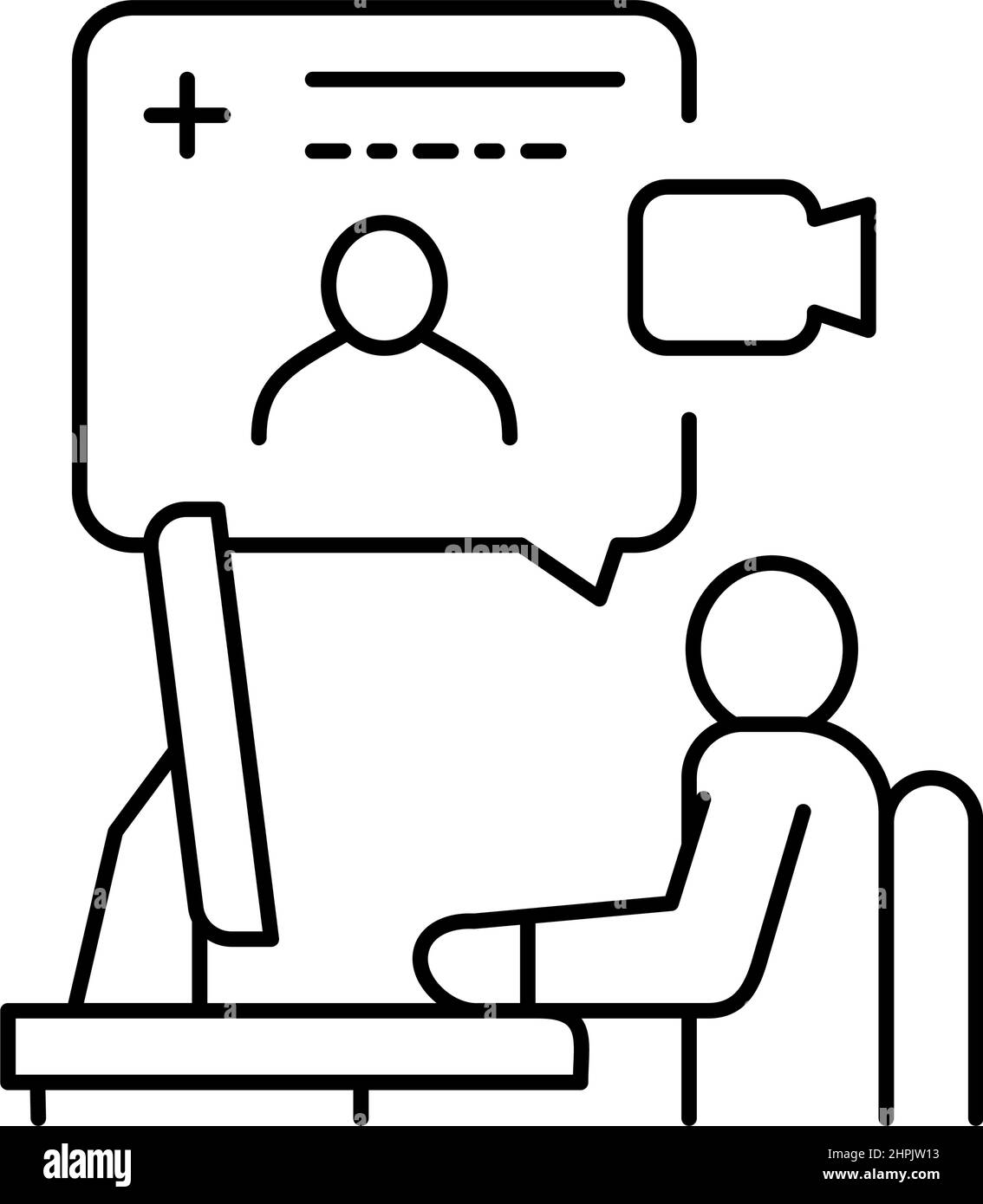 video consultation line icon vector illustration Stock Vector Image ...