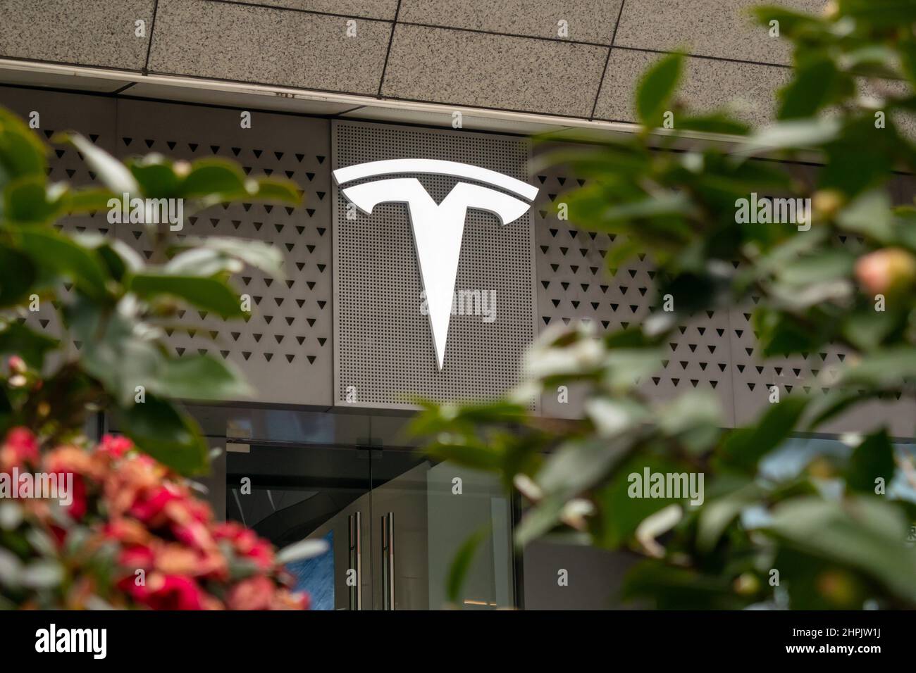 SHANGHAI, CHINA - FEBRUARY 22, 2022 - A customer passes through Tesla ...