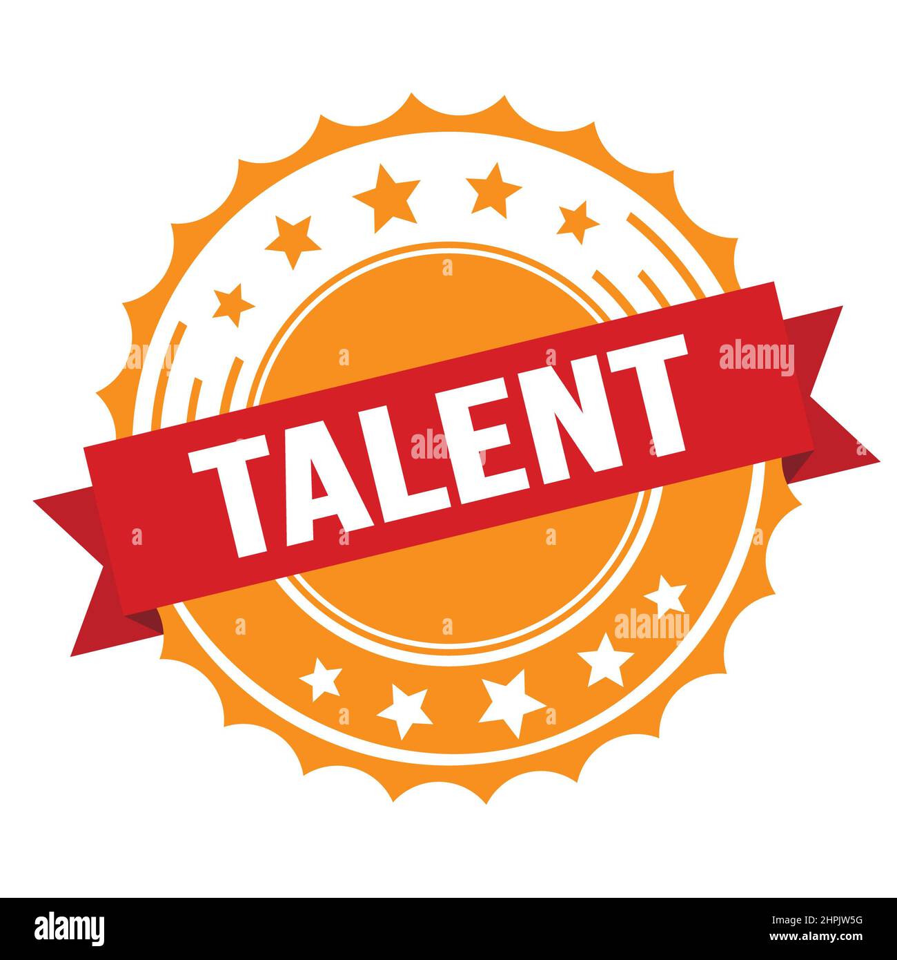 TALENT text on red orange ribbon badge stamp Stock Photo - Alamy