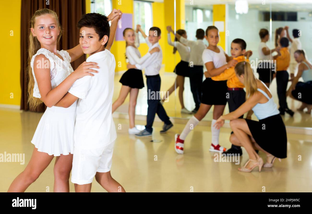 Children studying of partner dance Stock Photo - Alamy
