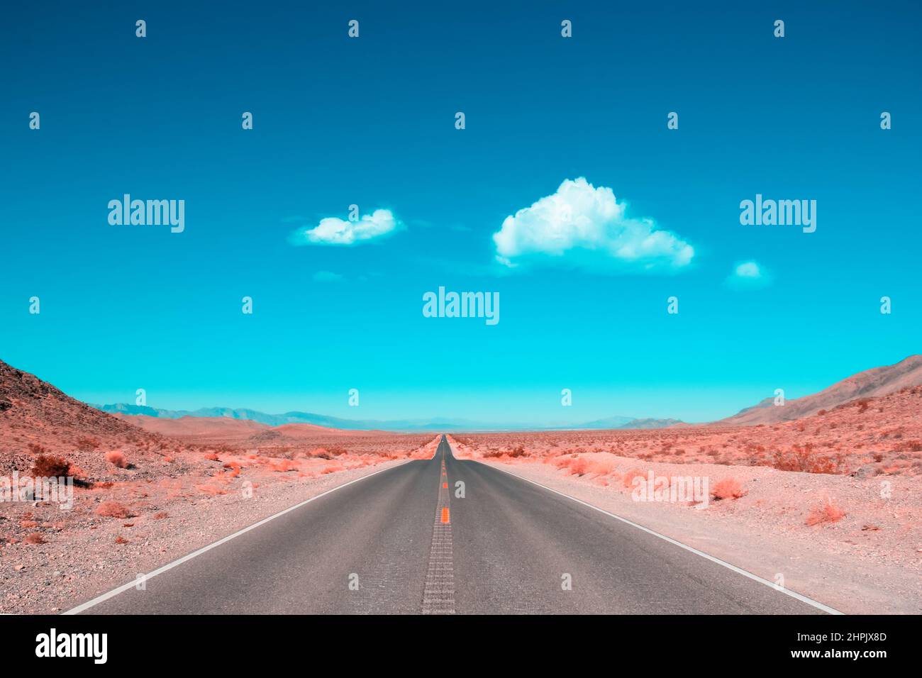 Long straight road in the Death Valley National Park, USA Stock Photo ...