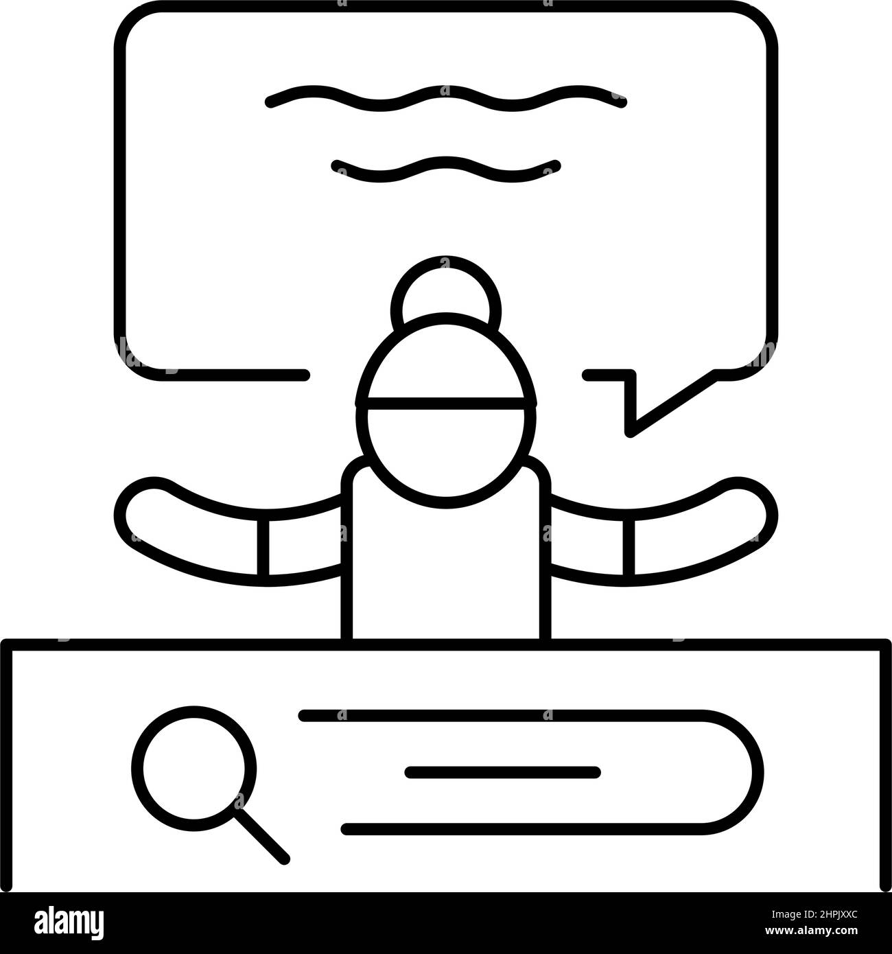 librarian help for finding materials in children library line icon ...